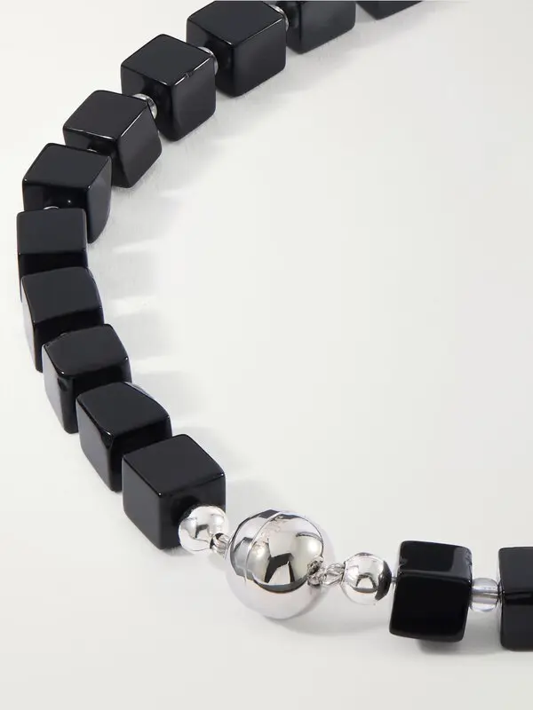 JULIETTA Oro Rhodium-plated Shell And Onyx Necklace - Black