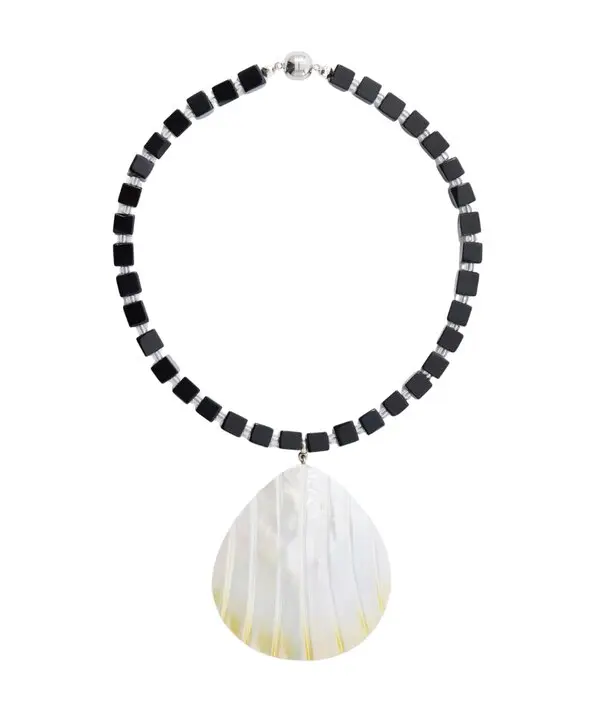 JULIETTA Oro Rhodium-plated Shell And Onyx Necklace - Black