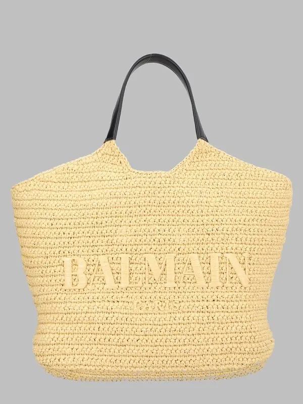 Balmain Crochet Shopper Bag - Cream