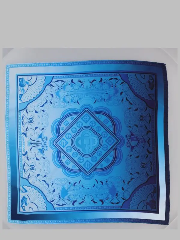 Casablanca Foulard Egyptian Rug Medium Silk Scarf - Blue
