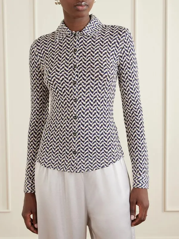 Missoni Striped Metallic Crochet-knit Button-up Cardigan