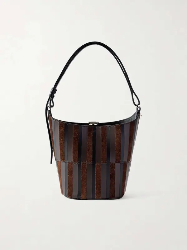 Proenza Schouler Mini Bucket Intarsia Leather And Suede Bag - Black