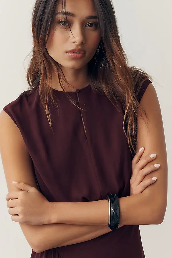 Anthropologie Cap-sleeve Tiered Maxi Dress - Burgundy