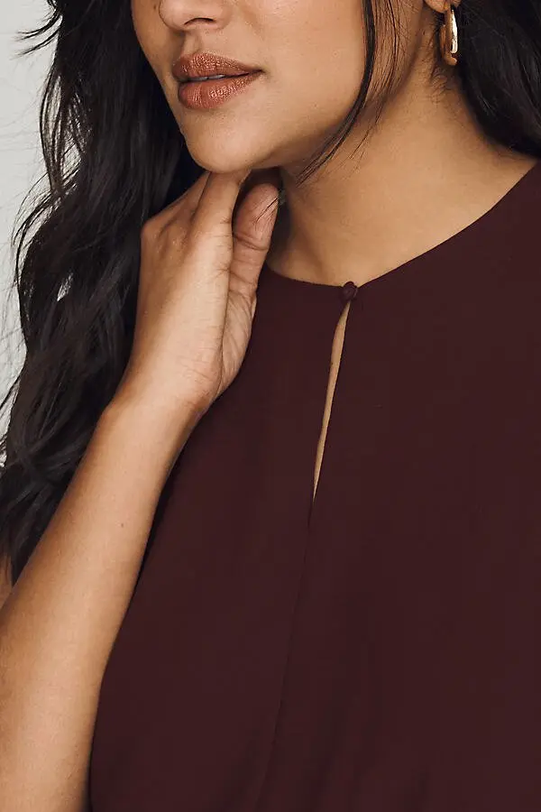 Anthropologie Cap-sleeve Tiered Maxi Dress - Burgundy