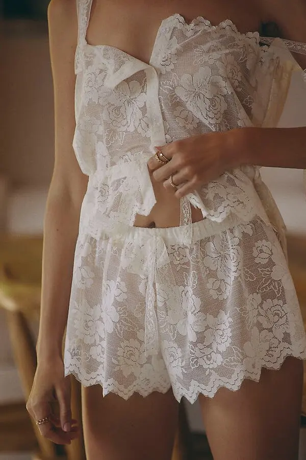 KAT THE LABEL Florence Lace Shorts - Antique