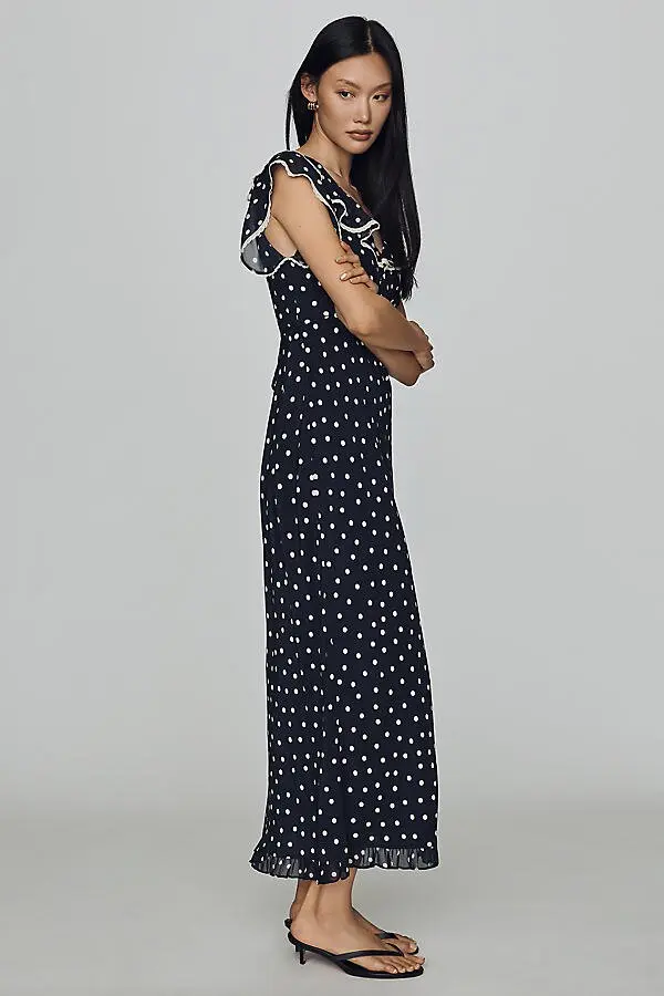 Rixo Chandra Cotton Ruffle Maxi Dress