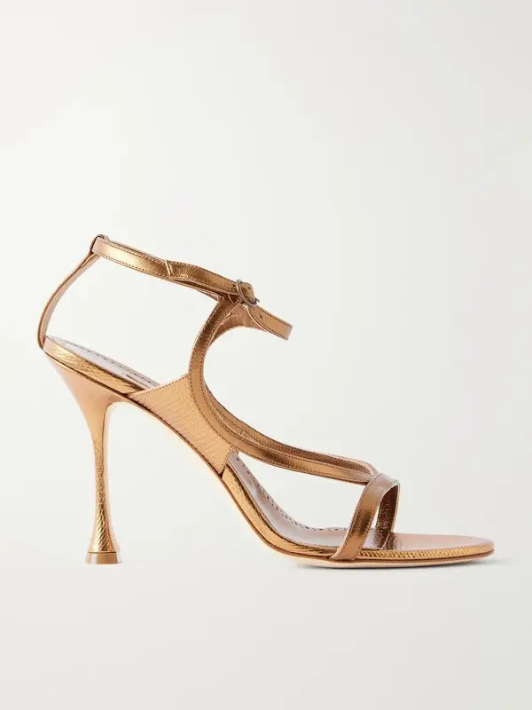 Manolo Blahnik Tibula 105 Leather Sandals - Metallic