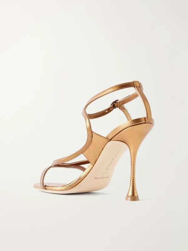 Manolo Blahnik Tibula 105 Leather Sandals - Metallic