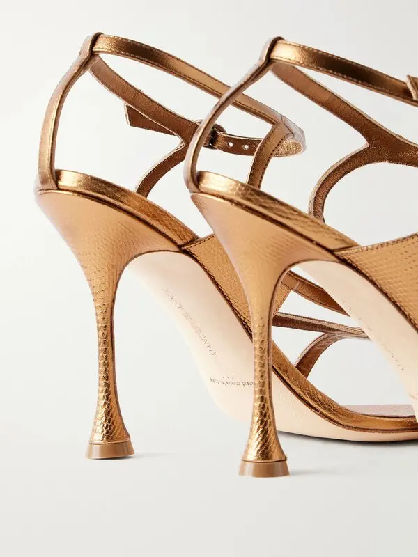 Manolo Blahnik Tibula 105 Leather Sandals - Metallic