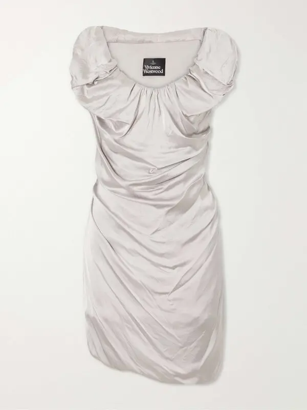 VIVIENNE WESTWOOD Ginnie Gathered Satin Mini Dress - Silver