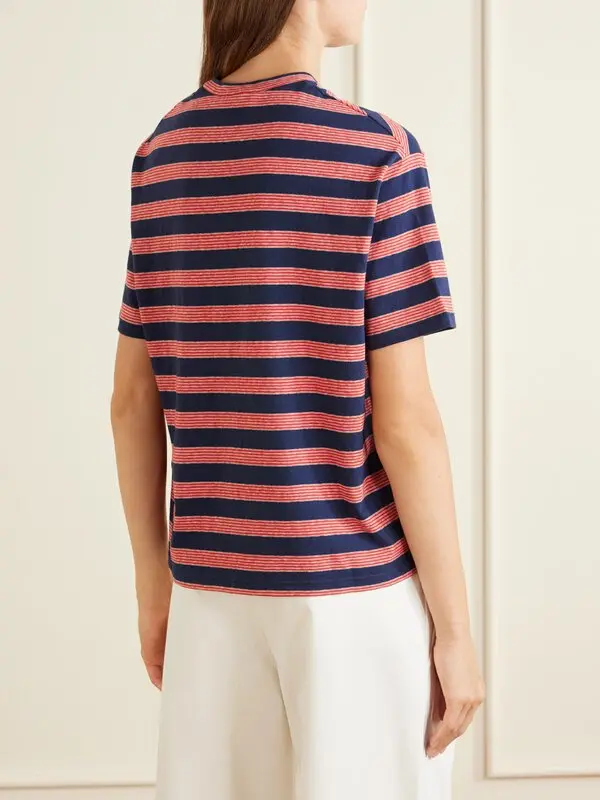 JIL SANDER Embroidered Striped Cotton T-shirt