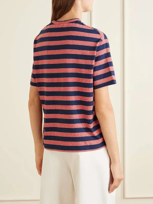 JIL SANDER Loogo-embroidered Striped Cotton T-shirt