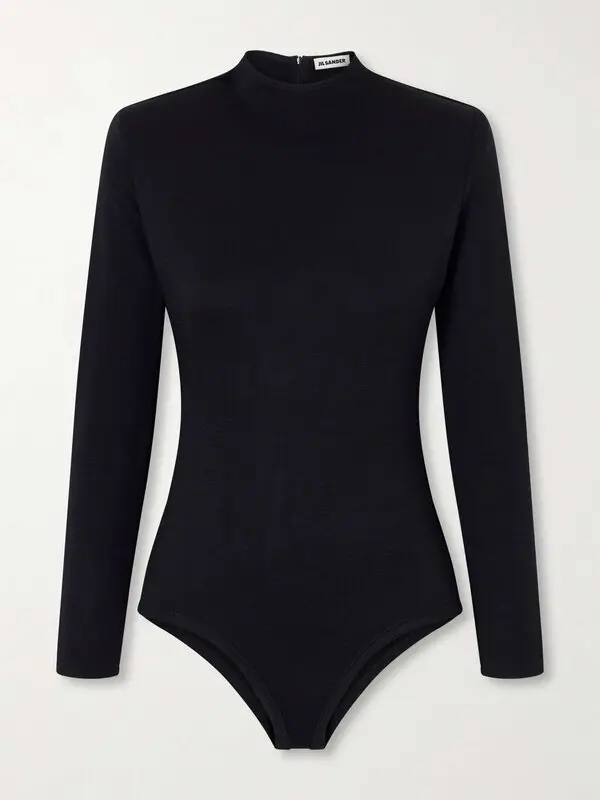 JIL SANDER Wool-jersey Bodysuit - Black