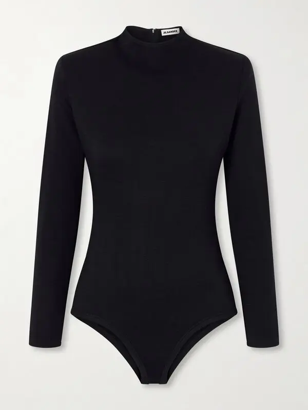 JIL SANDER Wool-jersey Bodysuit - Black