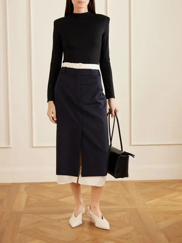 JIL SANDER Wool-jersey Bodysuit - Black