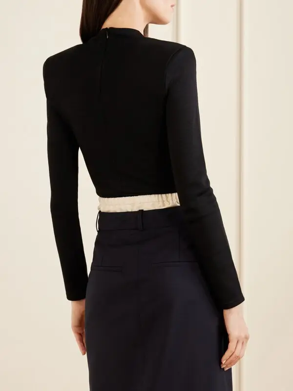 JIL SANDER Wool-jersey Bodysuit - Black
