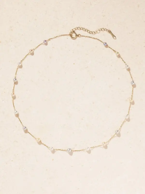 Mizuki 14 Karat Freshwater Pearl Necklace - Gold
