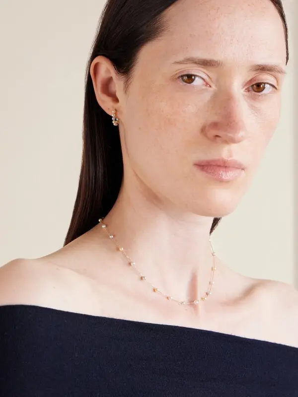 Mizuki 14 Karat Yellow Freshwater Pearl Necklace