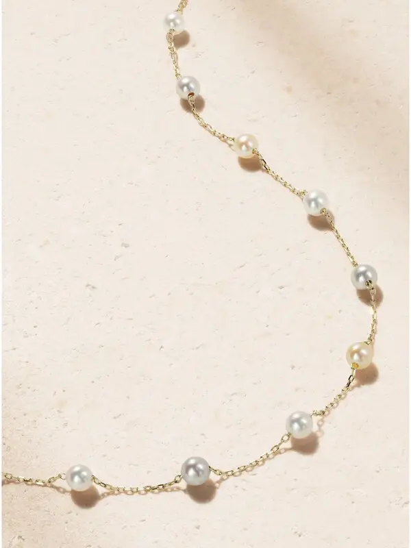 Mizuki 14 Karat Yellow Freshwater Pearl Necklace