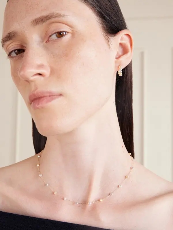 Mizuki 14 Karat Yellow Freshwater Pearl Necklace