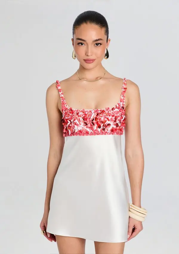 Retrofete Winifred Embroidered Mini Dress - White/coral