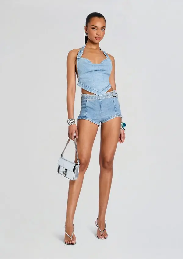 Retrofete Oleeara Belted Denim Shorts
