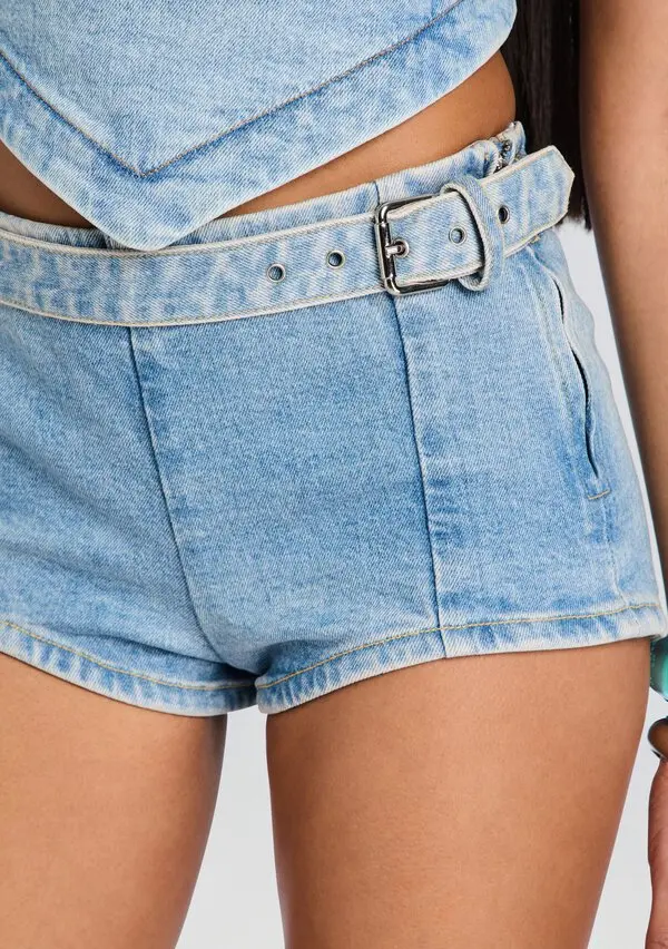 Retrofete Oleeara Belted Denim Shorts