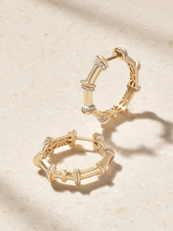 L’ATELIER NAWBAR L'atelier Nawbar Milky 18-karat Diamond Hoop Earrings - Gold