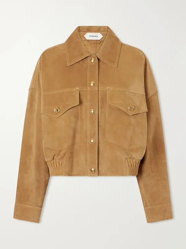 Versace Suede Blouson Jacket - Brown