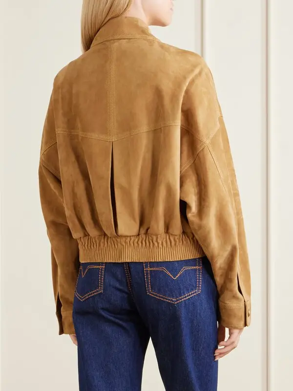 Versace Suede Blouson Jacket - Brown