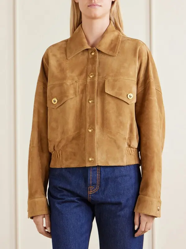 Versace Suede Blouson Jacket - Brown