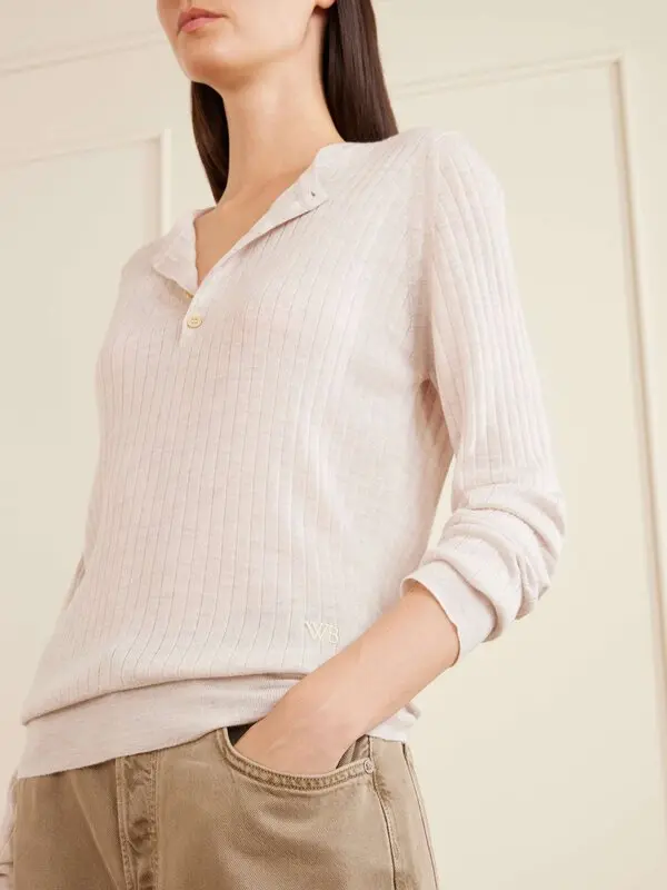 WALES BONNER Nile Henley Wool Sweatshirt