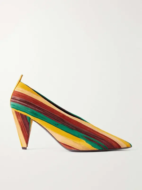 Loewe Origami 85 Striped Suede Pumps - Multi