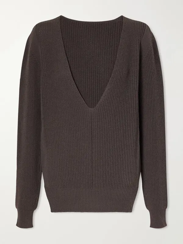 Rick Owens Cable-knit Wool V-neck Sweater - Gray