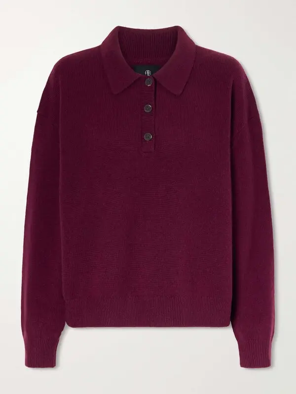 ANINE BING Cashmere Polo Sweater