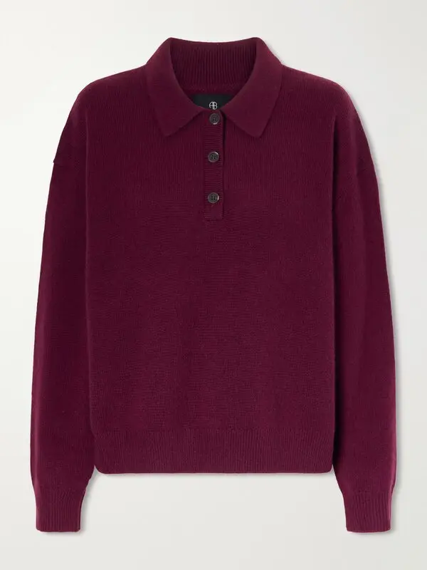 ANINE BING Cashmere Polo Sweater - Pink