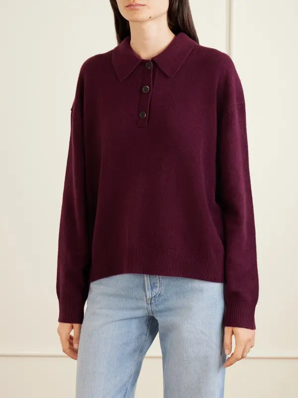 ANINE BING Cashmere Polo Sweater - Pink