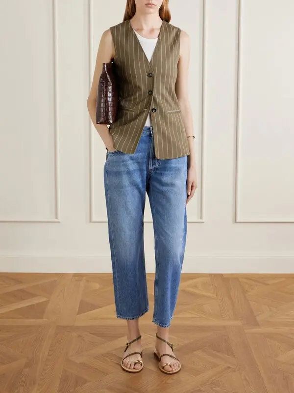 Max Mara Pinstriped Twill Vest - Green