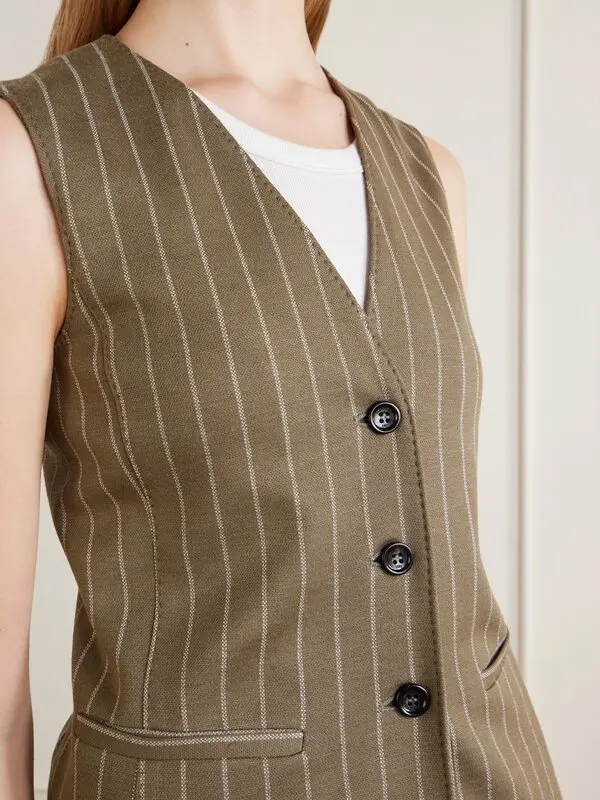 Max Mara Pinstriped Twill Vest - Green