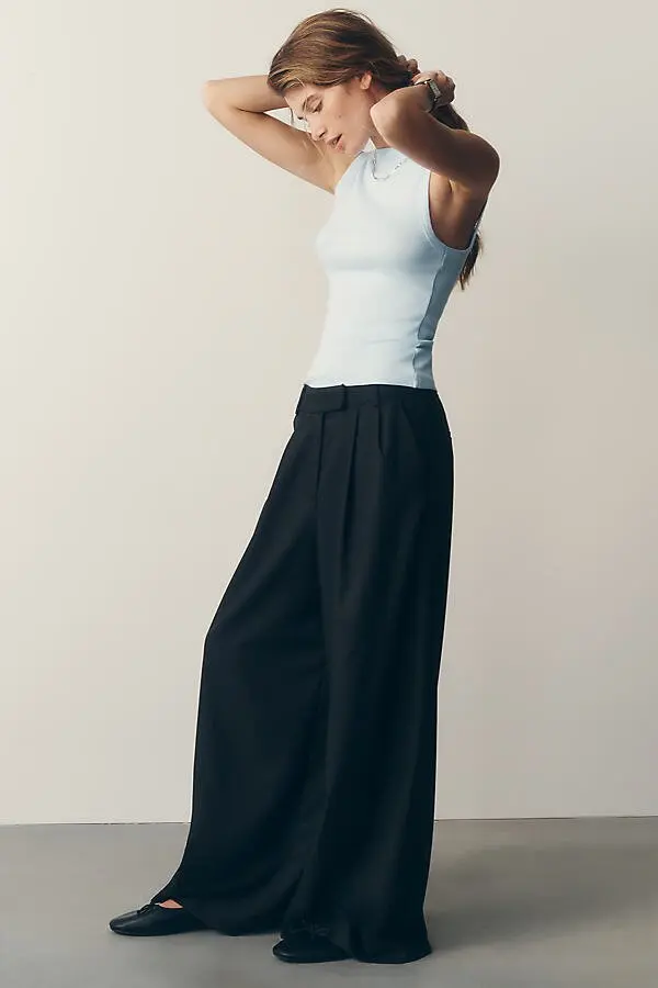 WHITEROOM + CACTUS Pleated Trousers Pants - Black