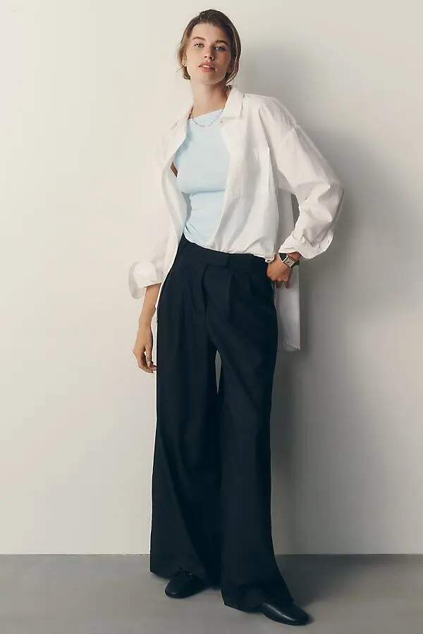 WHITEROOM + CACTUS Pleated Trousers Pants - Black