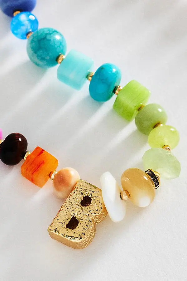 Anthropologie Chuky Mixed Bead Iitial Ecklace - B