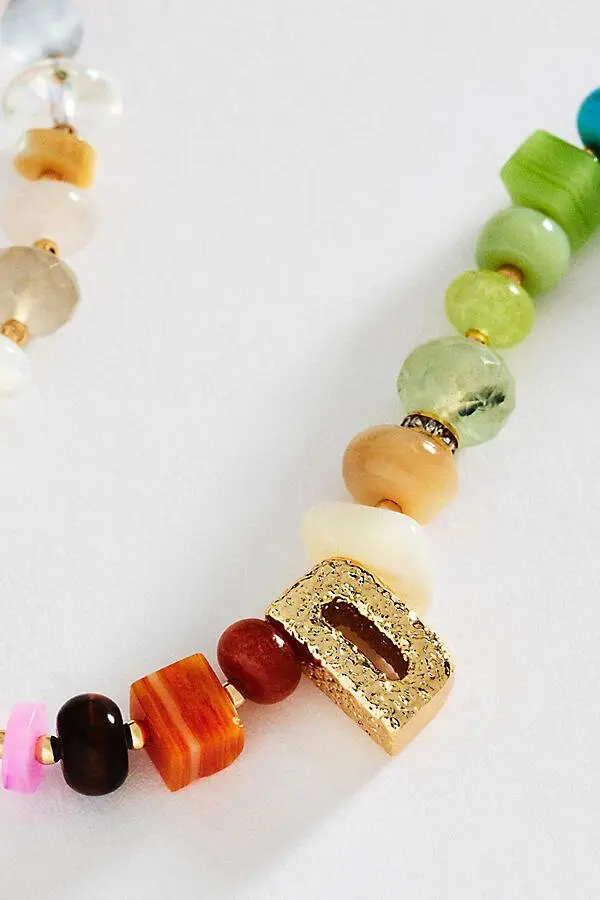 Anthropologie Chuky Mixed Bead Iitial Ecklace - D