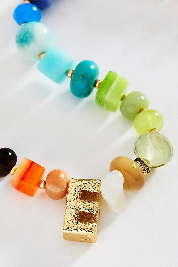 Anthropologie Chuky Mixed Bead Iitial Ecklace - E