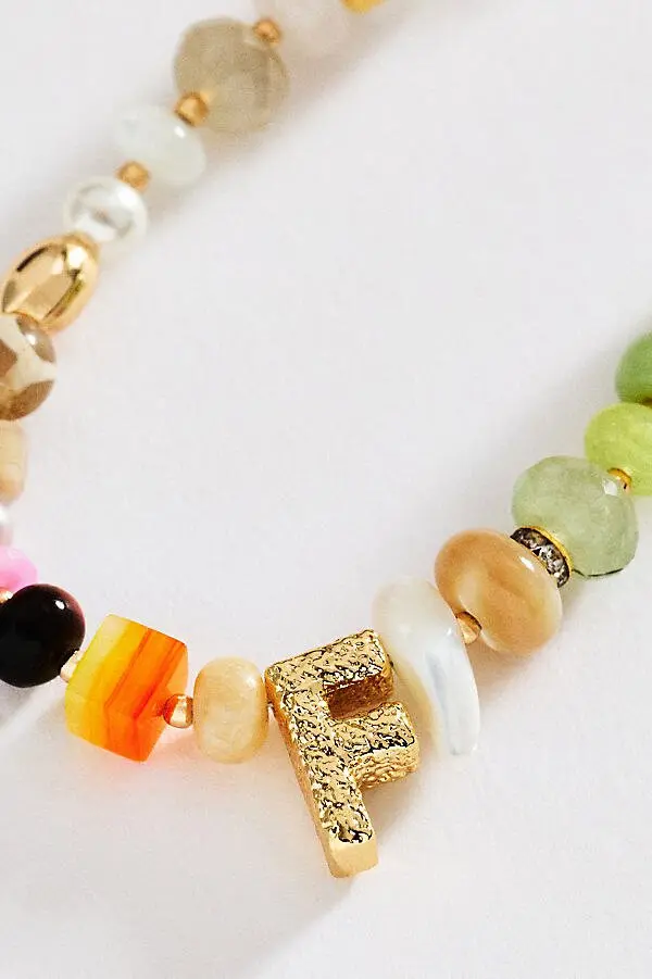 Anthropologie Chuky Mixed Bead Iitial Ecklace - F