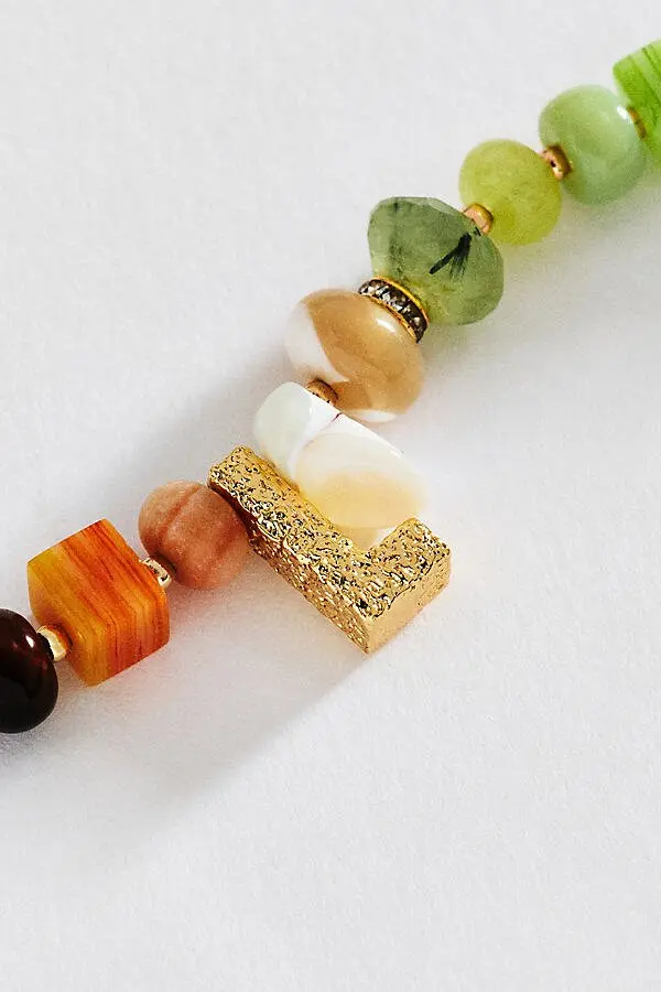 Anthropologie Chuky Mixed Bead Iitial Ecklace - L