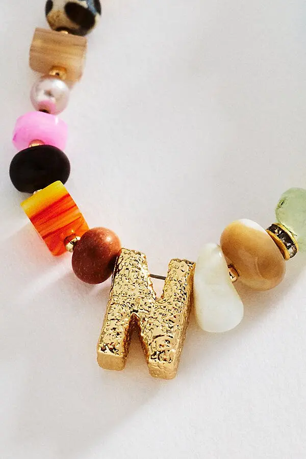 Anthropologie Chuky Mixed Bead Iitial Ecklace - N
