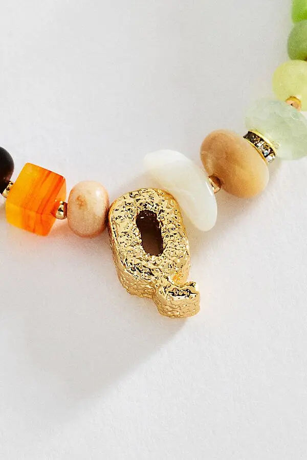 Anthropologie Chuky Mixed Bead Iitial Ecklace - Q