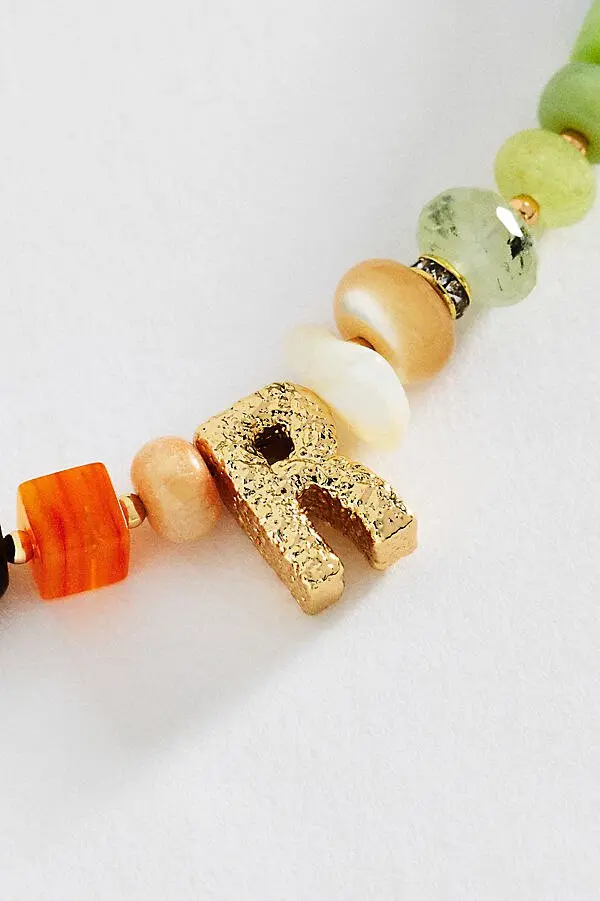 Anthropologie Chuky Mixed Bead Iitial Ecklace - R