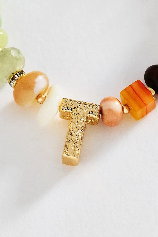 Anthropologie Chuky Mixed Bead Iitial Ecklace - T